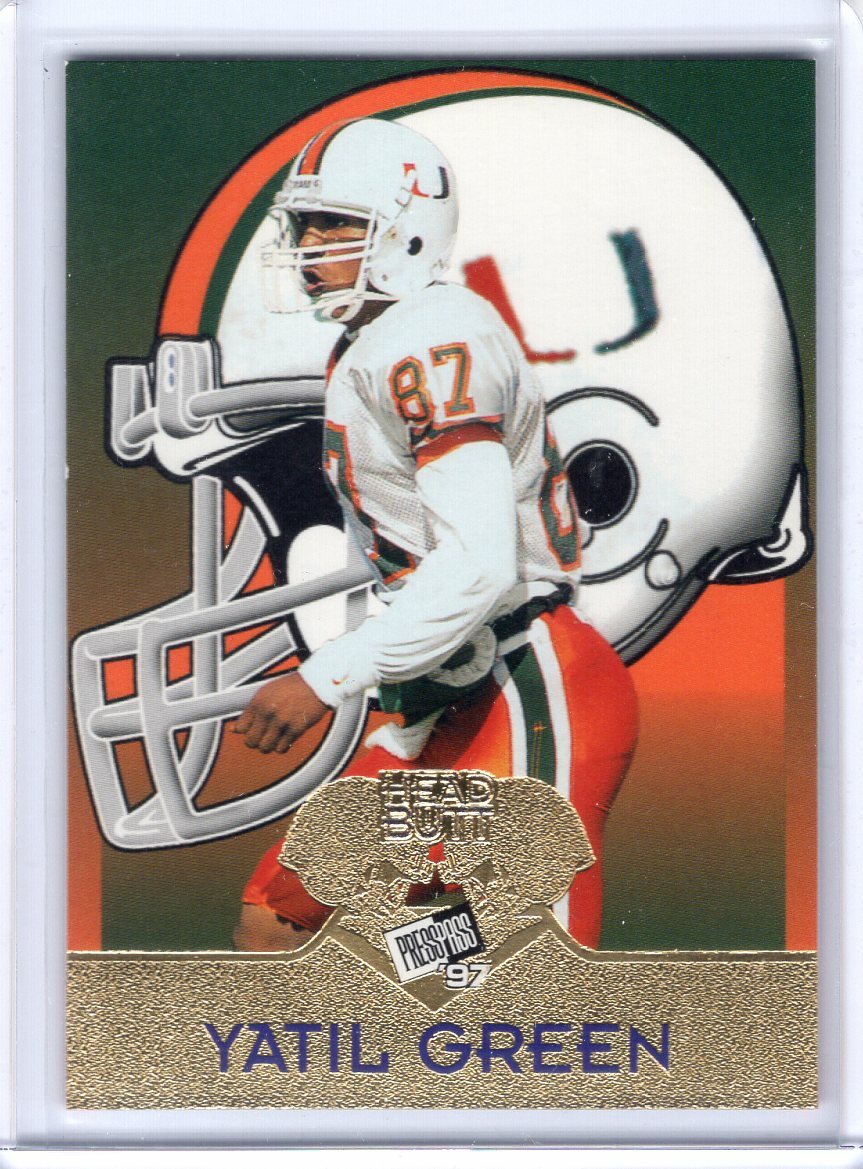 YATIL GREEN 1997 Press Pass HEAD BUTT ROOKIE CARD #6 - DOLPHINS | eBay