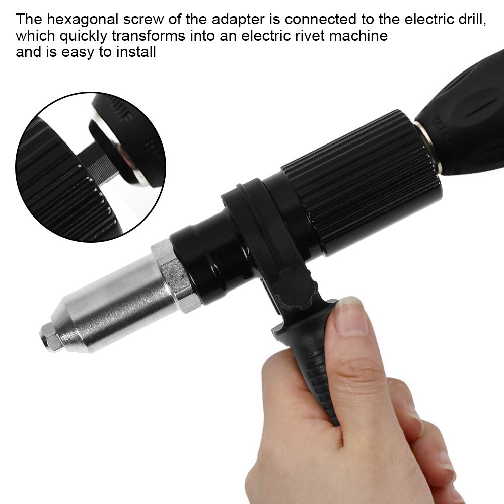 Electric Rivet Pop Nut Gun Cordless Drill Adapter Riveting Riveter ...