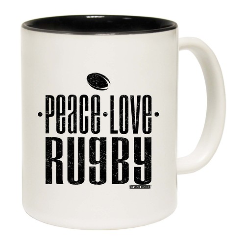 Rugby Uau Peace Love GIFT BOXED Funny Mugs Novelty Coffee Mug Cup ...