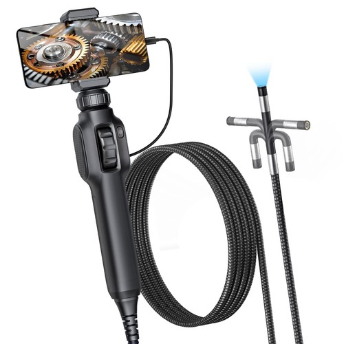360°Articulating Borescope, Two-Way Endoscope Camera with 8 LED Light ...