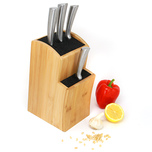 Universal Bamboo Knife Block Kitchen Knives Storage Holder with Fibre ...