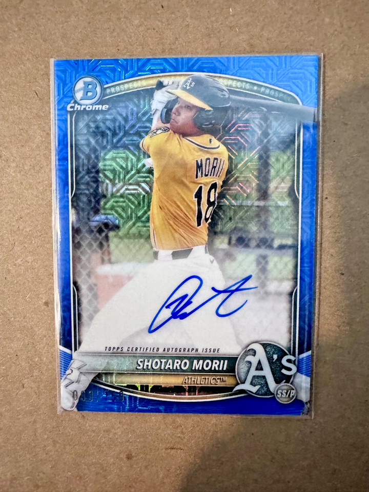 2025 Shotaro Morii A's Bowman Chrome Mojo Blue Mega Refractor /150 Auto ...