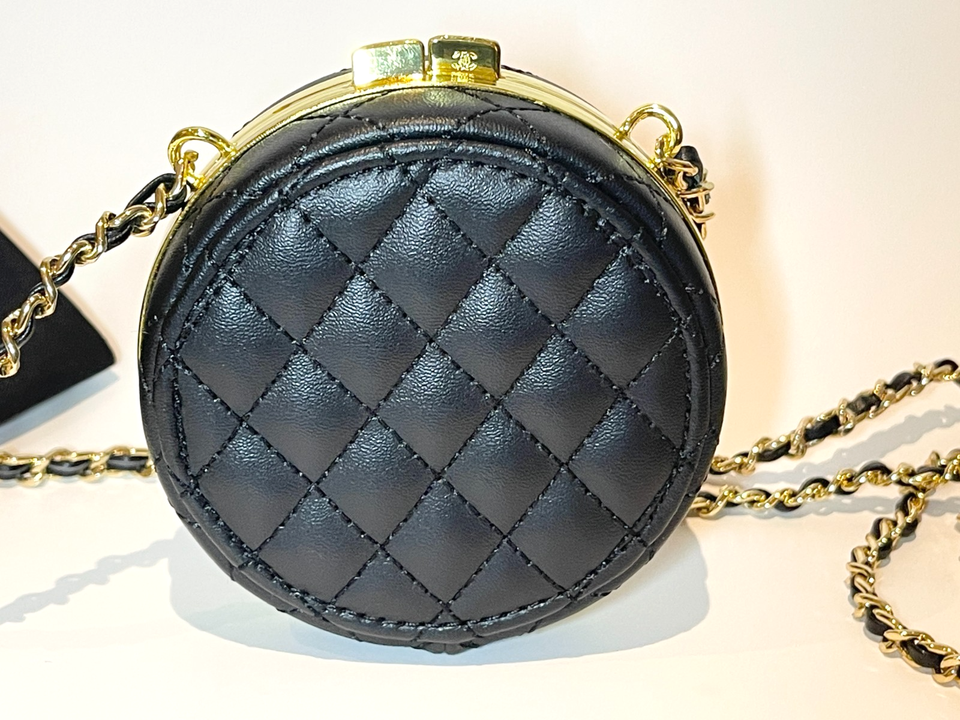 Authentic Chanel Poker Chip Minaudière X-Body Clutch/Black Lambskin ...
