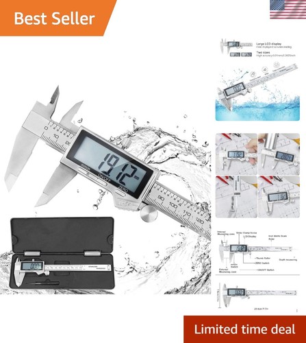 Waterproof Digital Caliper: Durable Stainless Steel with Huge LCD ...