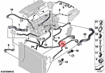 Genuine BMW G11 G12 G30 G31 G32 G38 520i 1.6 525Li Hose Radiator ...