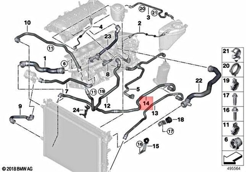 Genuine BMW G11 G12 G30 G31 G32 G38 520i 1.6 525Li Hose Radiator ...