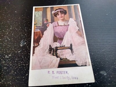 Girl With New Home Sewing Machine RS Foster West Liberty IA Advertising ...