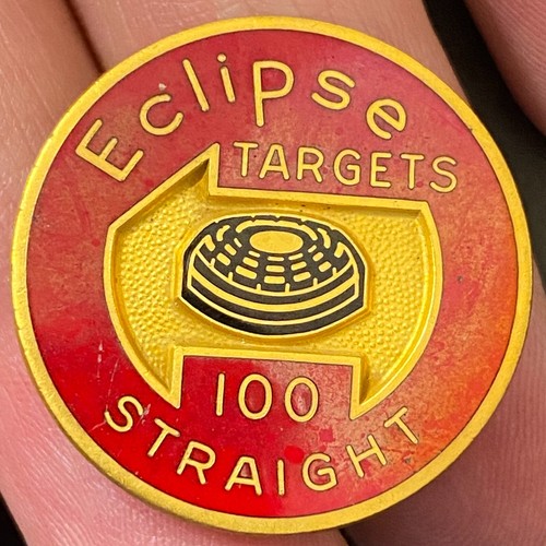 "Eclipse Targets 100 Straight" Enameled Award Lapel Pin c1960's 26mm ...