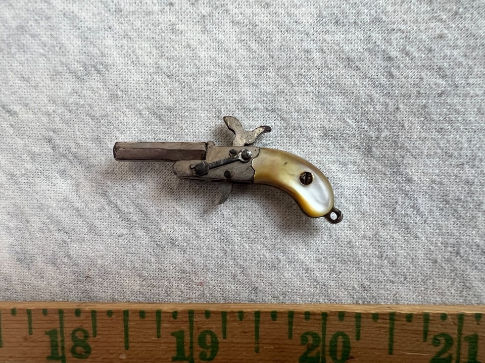 Antique 1920's Pin Fire Cap Pistol Gun Watch Fob Charm Pendant Metal ...