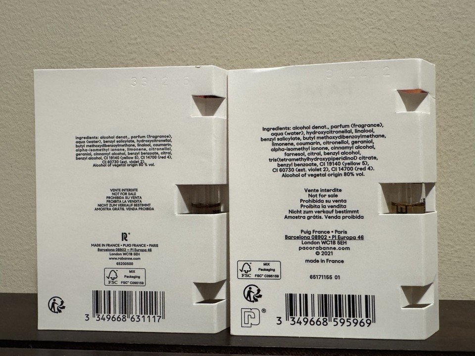 Two Paco Rabanne Fame Intense EDP Perfume Sample Sprays 1.5 ml / 0.05 ...