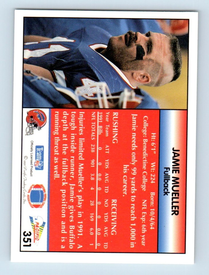 1992 Pacific Jamie Mueller Buffalo Bills #351 | eBay