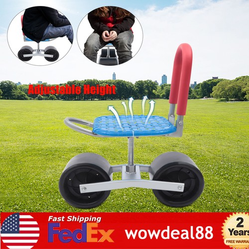 Garden Cart Rolling Work Seat Adjustable Height Stool Planting Picking ...