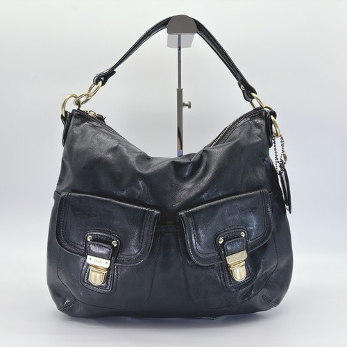 COACH shoulder bag patent leather F23401 Liquid Gloss Hobo Bag Black | eBay