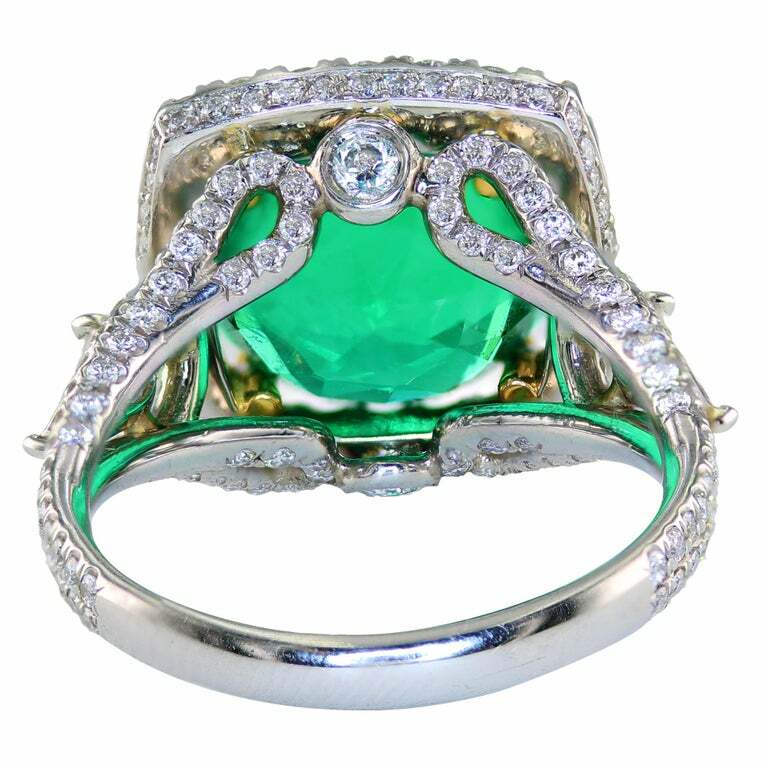 Magnificent One-Of-A-Kind 5.29CT Round Emerald With 1.70CT White CZ ...