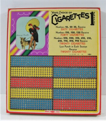 Vintage Cigarette Elvgren Skirting Girl Lge Colorful 1 Cent Punch Board ...