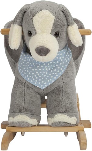 Baby Rocking Horse "Puppy" Gray with Chair, Plush Stuffed Rocking Puppy ...