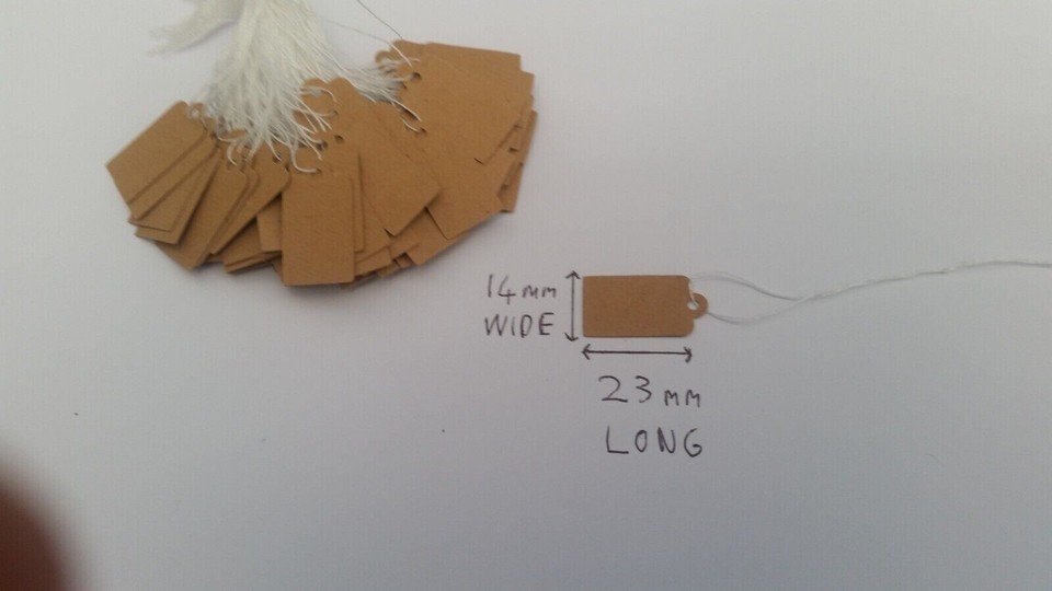 50 x Very Small Brown Card String Tie Tags Labels Retail Luggage Price ...