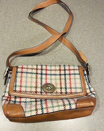 Coach Tattersall Wool Plaid Tweed Satchel Shoulder Bag/E0971-F13984 | eBay