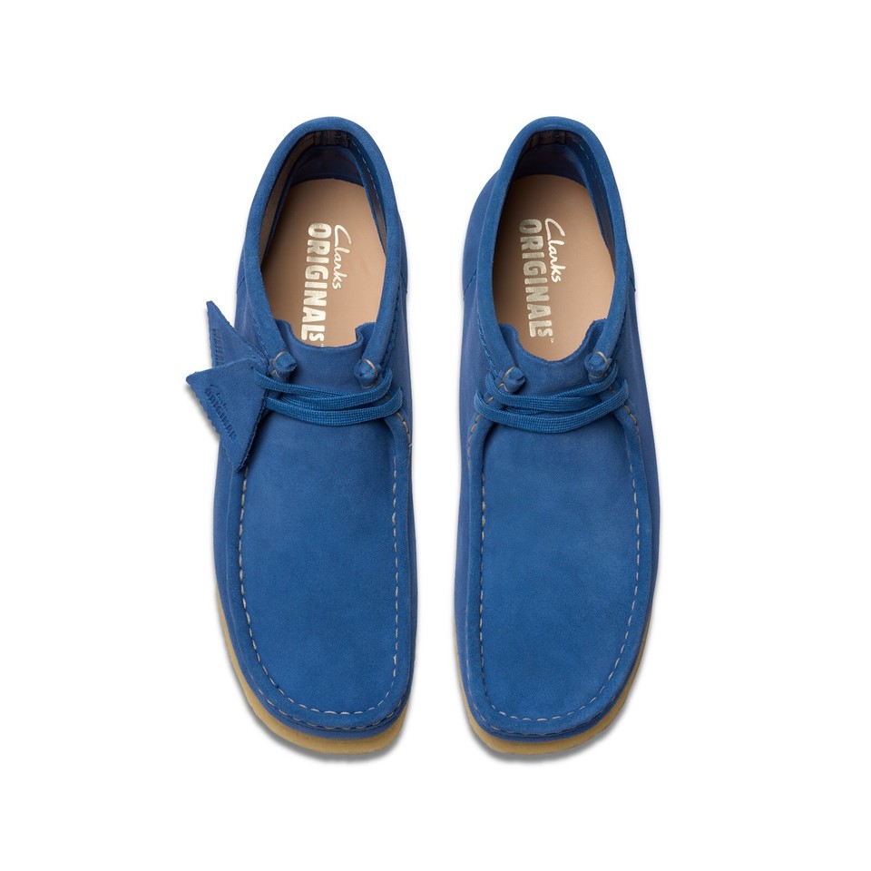 NEW 2025 MEN Clarks Wallabee Mid Blue Suede Limited Edition Color lace ...