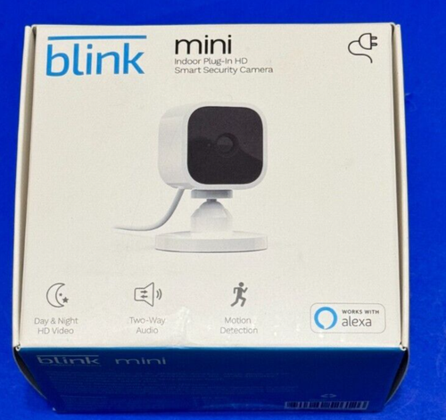 Blink Mini Compact Indoor Plug-in Smart Security Camera 1080 HD Motion ...