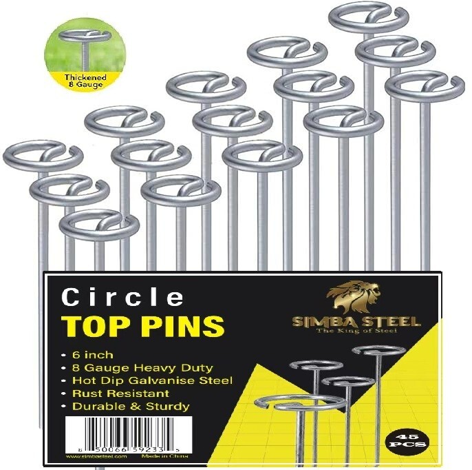 6 Inches Circle Top Pins 8 Gauge STRONG Galvanized Landscape Staples ...