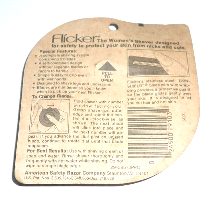 Vintage Personna Women's Flicker Classic Shaver Razor 5 Blades G8 for ...
