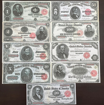 Reproduction Full Set 1891 US Treasury Notes $1-$1000 See Full ...