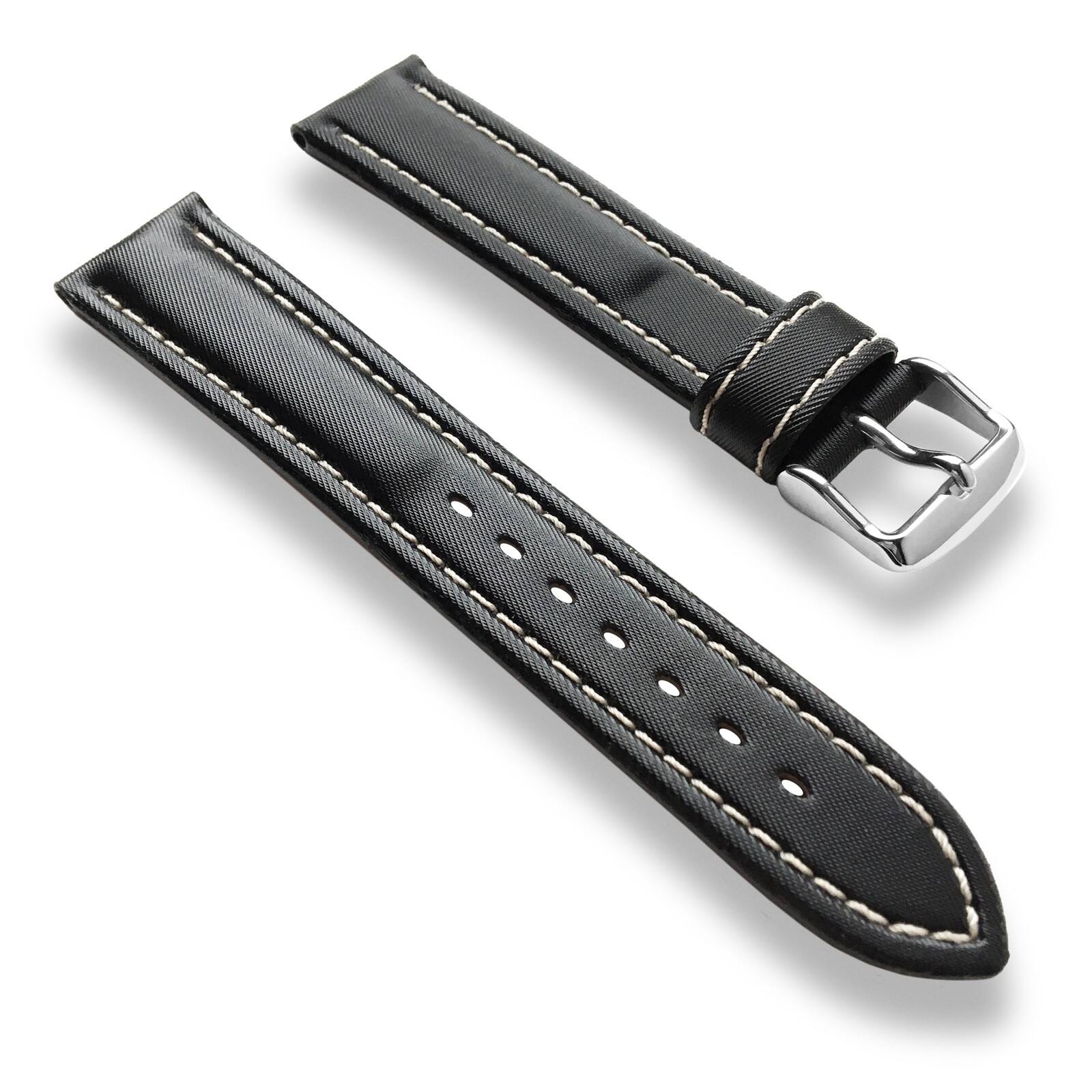20mm Black Waterproof Leather Watch Band Strap German Made | eBay