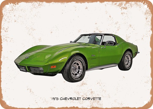 Classic Car Art - 1973 Chevrolet Corvette Oil Painting - Rusty Look ...