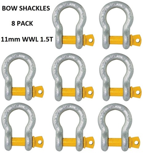 8 X 11mm Bow Shackles Rated WWL 1.5T Yellow Pin S Grade Hayman Trailer ...
