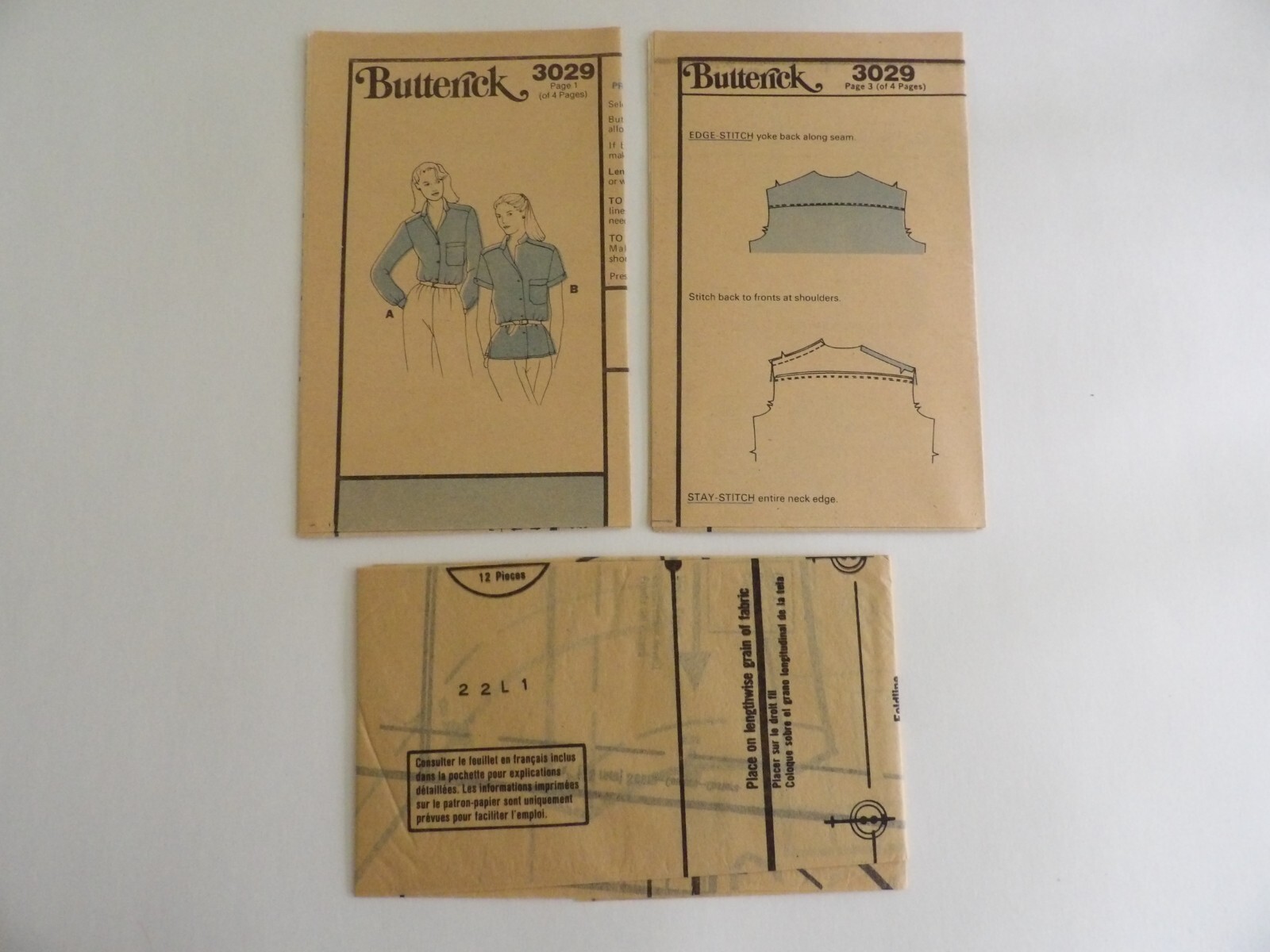 70s Vintage Butterick Sewing Pattern 3029 Dress Blouse Jacket Wide Leg ...