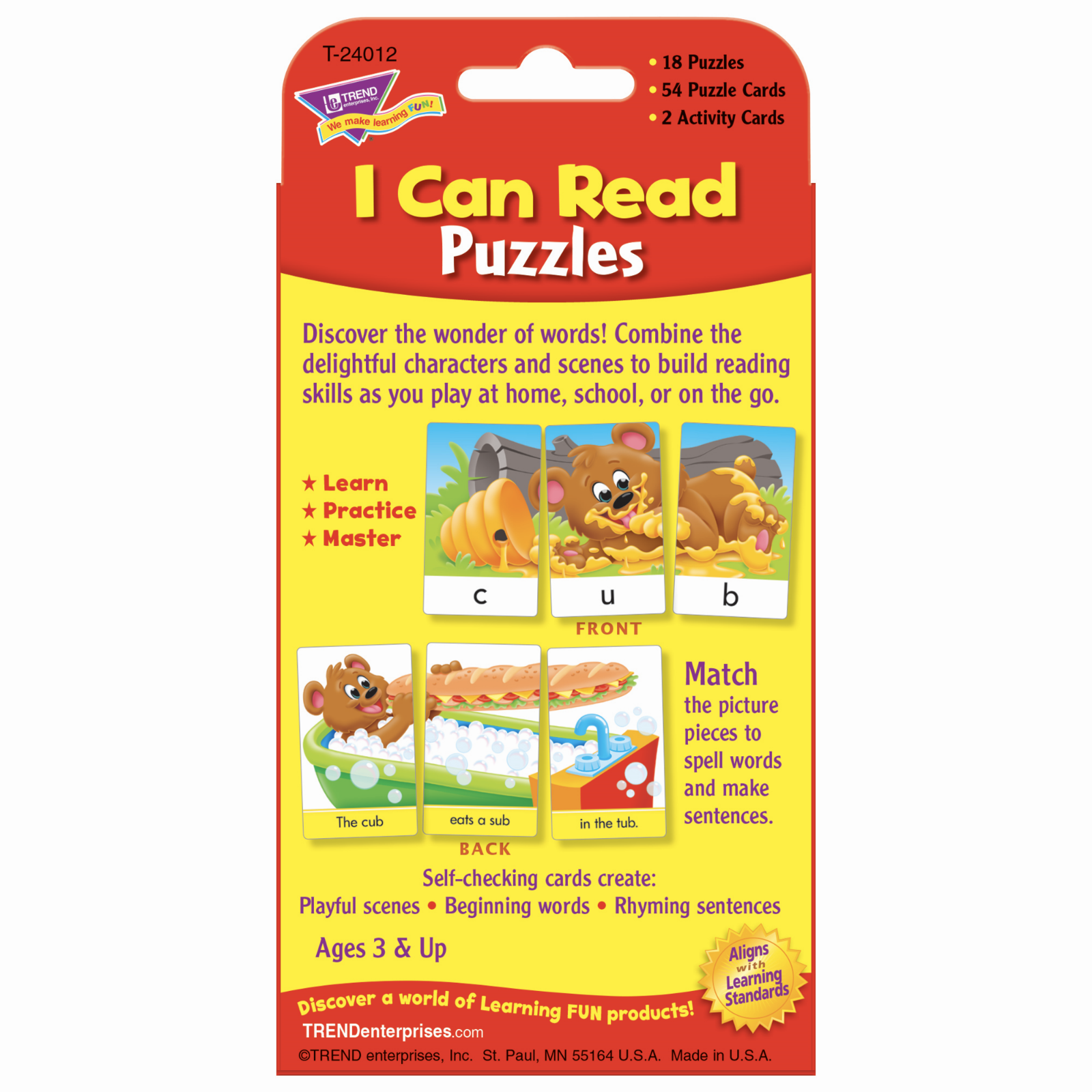 I Can Read Flash Card Puzzle Game - Age 3+ - Classroom & Home Use - Fun ...
