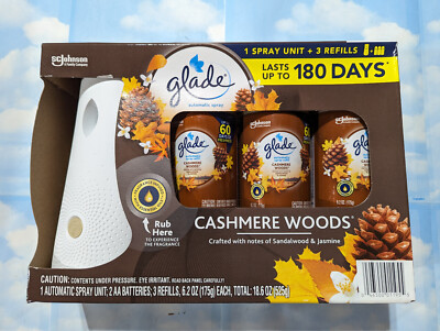 GLADE AUTOMATIC AIR FRESHENER SPRAY STARTER KIT CASHMERE WOODS | eBay