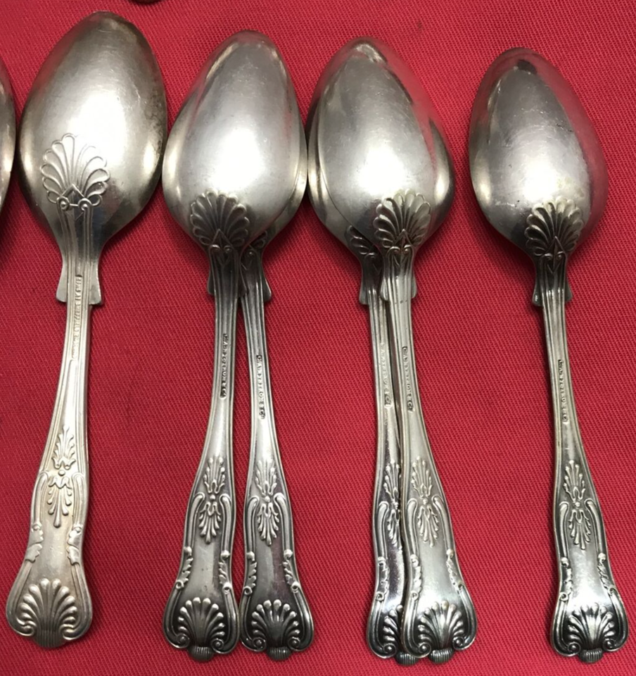 18 Pc KINGS Pattern Silverplated FLATWARE MIX + SERVING PCS Mixed ...