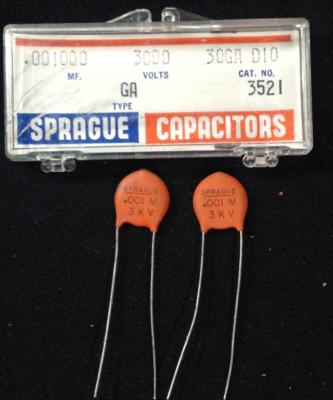 2 NOS .001µF 3000VDC Sprague Capacitors 30GA D10 | eBay