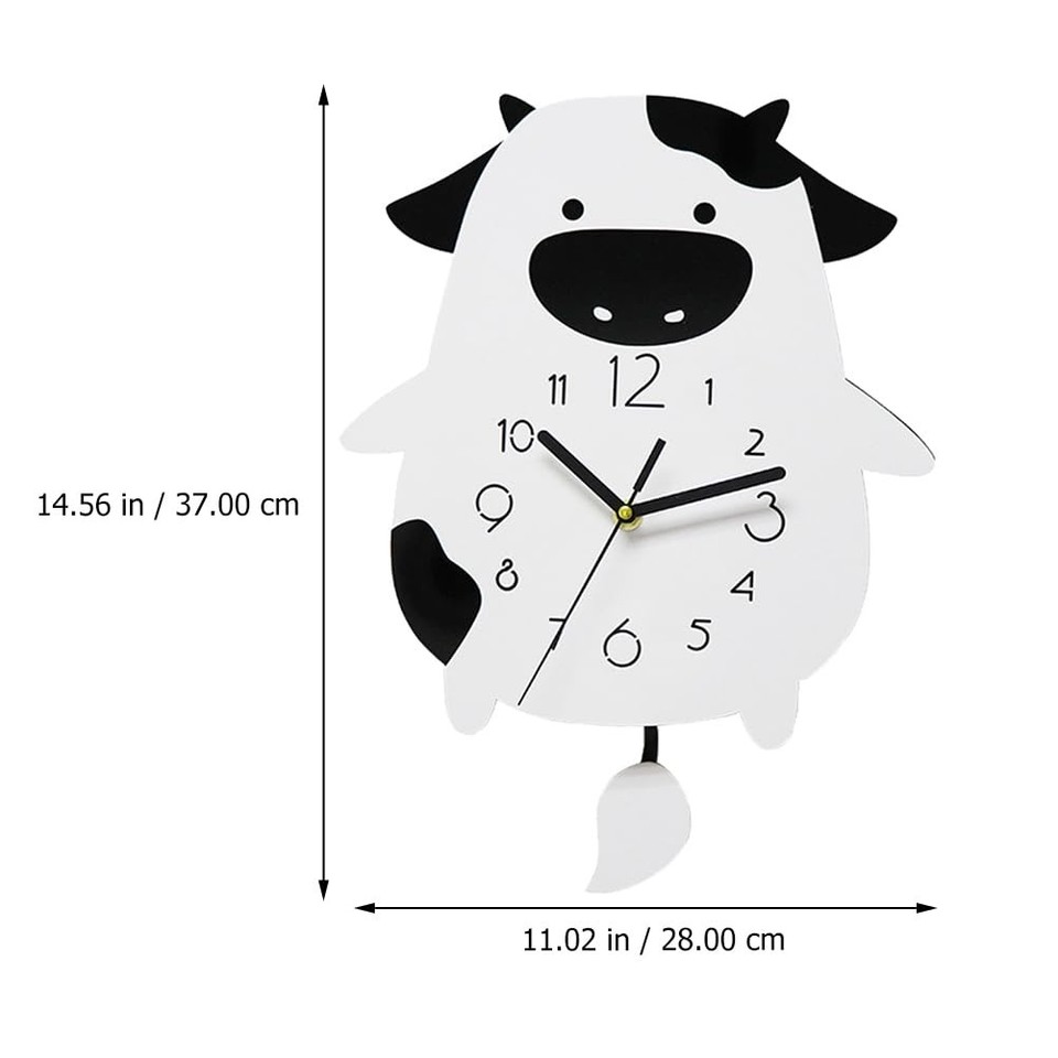 Cartoon Cow Wall Clock,Cute Acrylic Decorative Wall Clock with Swing ...