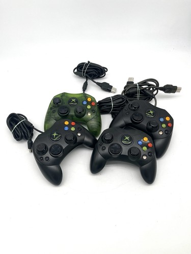 Lot of 4 Xbox Controller S Green + (3) Black Xbox Original | eBay