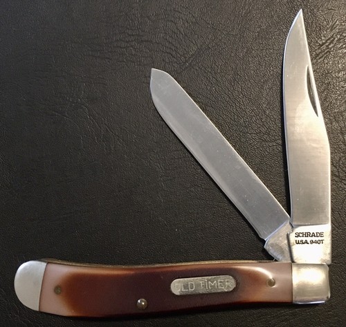 Vintage Schrade Old Timer - Duel Blade Trapper Folding Pocket Knife ...
