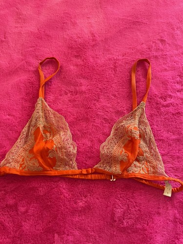 Carine Gilson Coral/Orange Silk Lace Bra M/L Size 34D STUNNING ! | eBay