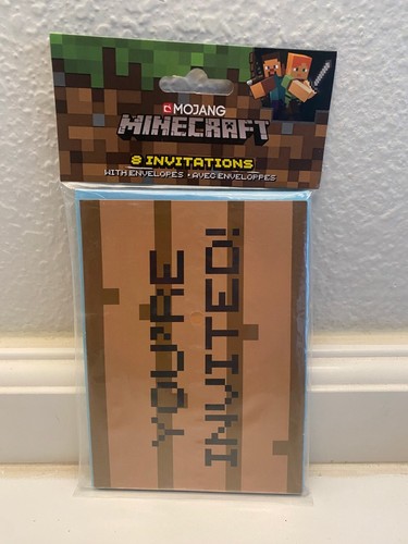UNIQUE Minecraft Postcard Birthday Party Invitations w/Envelopes 8 ...