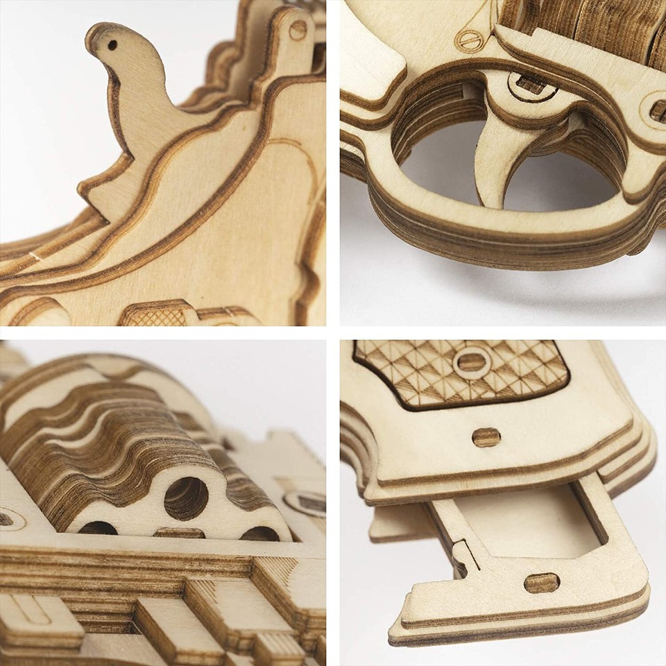 ROKR 3D DIY Wooden Puzzle Pistol Mechanical Gun Model Toy Boy Teens ...