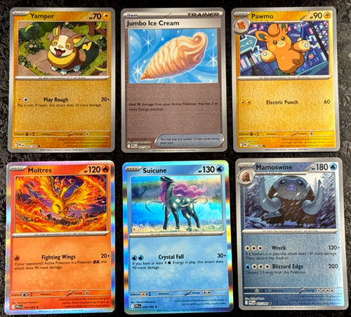 POKÉMON YAMPER-JUMBO ICE CREAM-PAWMO-MOLTRES-SUICUNE-MAMOSWINE CARD ...