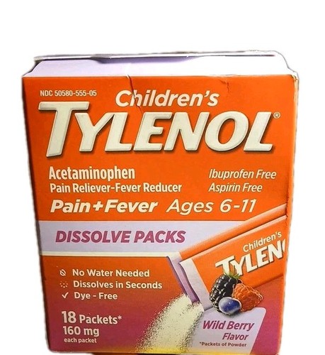 TYLENOL Childrens Fever Treatment - 160mg Berry Disolveing Powder/18 ...