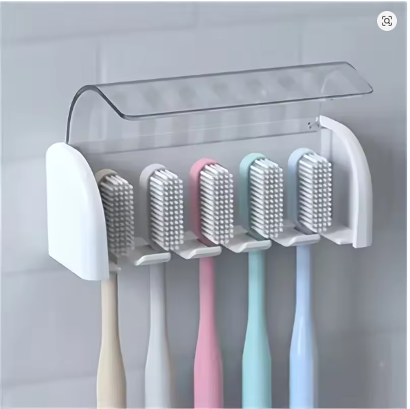 A covered 5-slot toothbrush holder, self-adhesive wall toothbrush ...
