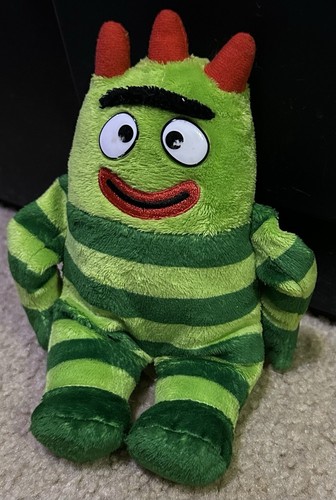 TY Yo Gabba Gabba Plush Brobee Green Striped Monster Nick Jr Red Horn ...