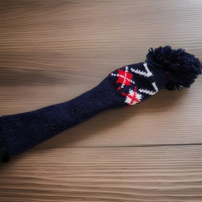 Vintage Jan Craig Knit Golf Club Headcover Pom Pom Wool Argyle USA | eBay