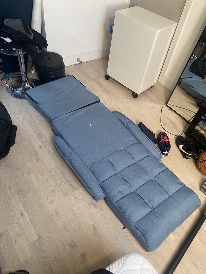 Folding Lazy Sofa Bed 5 Positions Adjustable Floor Armchair W/Armrests ...