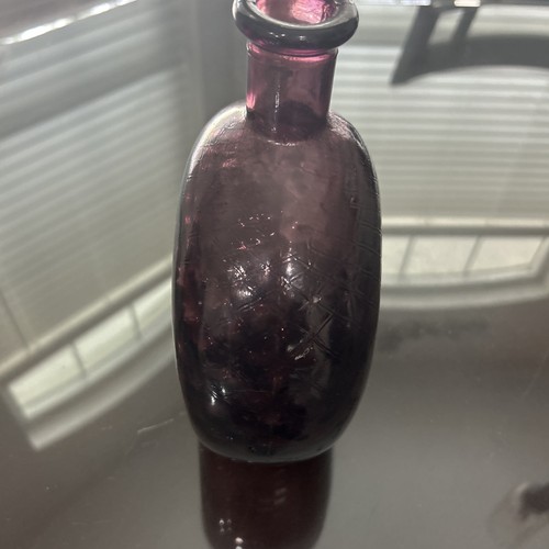 VINTAGE AMETHYST GLASS, QUILTED DIAMOND FLASK BOTTLE~HAND BLOWN - MMA ...