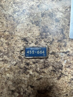 VINTAGE 1955 MISSISSIPPI DAV KEYCHAIN LICENSE PLATE TAG 452-664 ...