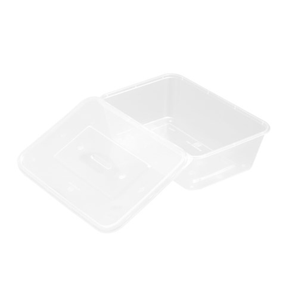 100pcs Takeaway Food Containers Plastic Lids Rectangle Meal Prep Lunch ...
